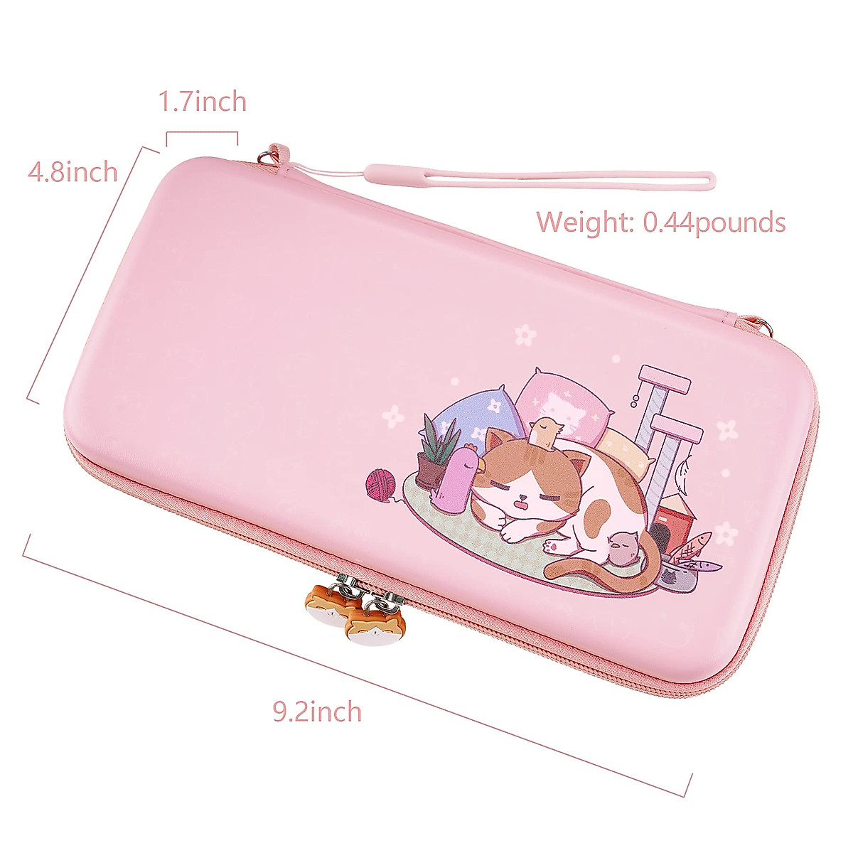 eXtremeRate PlayVital Pink Cute Carrying Case for Nintendo Switch Lite, Thumb Grip Caps + Kitten & Chicken Slim Travel Case for Switch Lite, Portable Hardshell Girl Storage Bag Game Accessories
