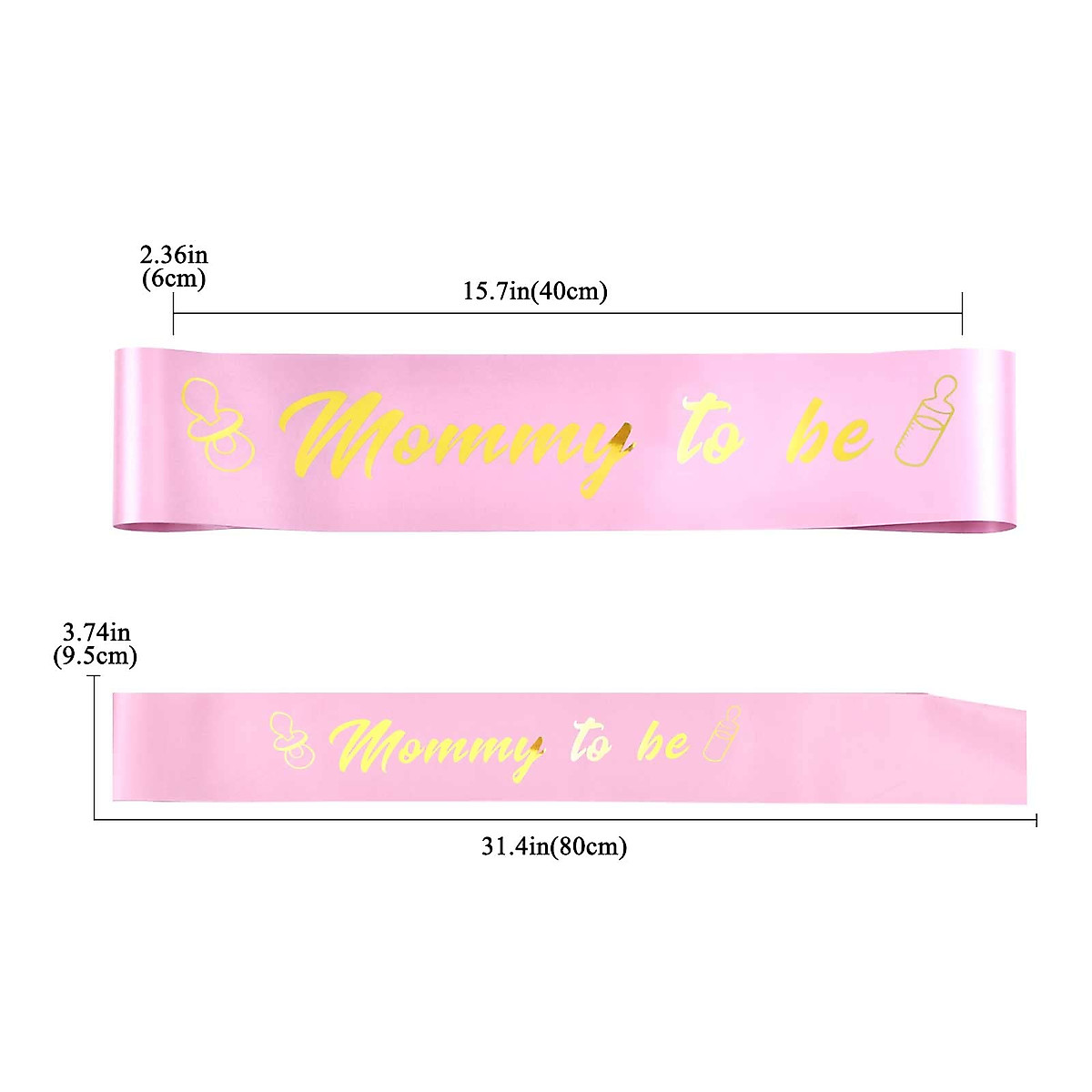 SKJIAYEE Baby Shower 'Mommy to Be' and 'Daddy to Be' Badge Pins and Sash Kit(3 pcs, Pink) for Girl, Welcome Baby Gender Reveals Party Baby Sprinkle Gifts