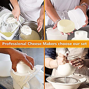 Grand Way Cheese Mold with a Follower and Cheesecloth – Cheese Making Kit – Cheesemaking Supplies – Cheese Set for Press – Reusable Cheesecloth – 100% Cotton Cloth for Straining – Paneer Maker