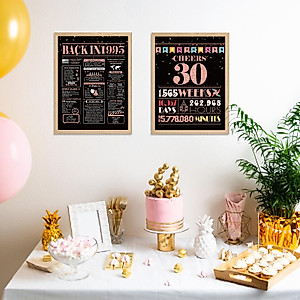 BGTCARDS 30th Birthday Posters, 2 Pieces 30th Birthday Decorations for Women, 30th Birthday Gifts for Her, Back in 1993 Birthday Poster (Unframed), 8x10 Inch, Rose Gold (1993RG2)