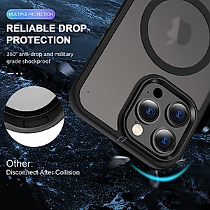 Magnetic for iPhone 13 Pro Max Case [Compatible with Magsafe] Silicone Shockproof Phone Case [10FT Military Grade Protective] Slim Translucent Matte Phone Case iPhone 13 Pro Max Case (6.7"), Black