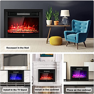 Topment 28.5" Recessed Electric Fireplace, Freestanding Fireplace Insert with Touch Screen Control Panel, Remote Control, Over-Heating Protection, 750-1500W Recessed in-Wall Heater with Timer