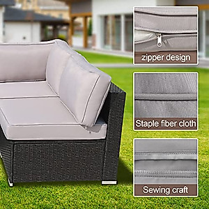 VIXLON Outdoor Patio Cushions Replacement Covers for Wicker Rattan Patio Furniture Conversation Set Outdoor Cushion Covers with Zipper Fit (Grey (Only Cover), 14 Piece Sets)