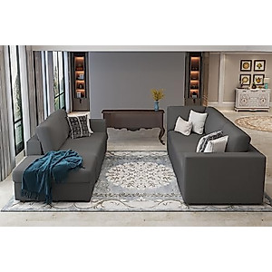 Sectional Couches for Living Room: Modular L Shaped Couch with Ottoman - Grey U Shape Sofa Furniture Set 6 Piece Modern Upholstered Oversized Daybed Sleeper Sofas