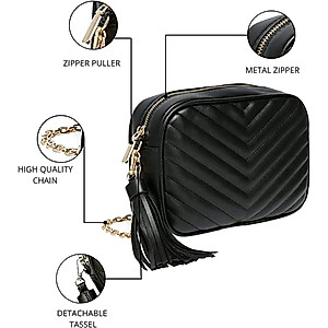 H HANBELLA - A FASHION TRENDY COLLECTION. FOREVER. - Girls Small Crossbody Camera Bag with Chain Strap and Tassel Light Blue