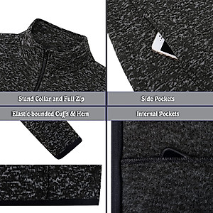 Dolcevida Zip Up Sweaters For Women Fleece Zip Up Speckled Jacket with Pockets (Black Mix, M)