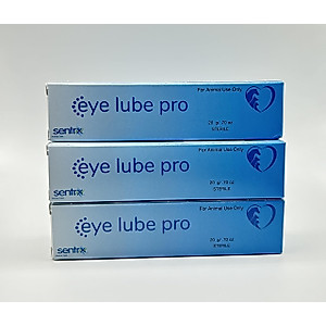 Sentrx Eye Lube Pro, Hyaluronic Acid Drops for Dogs, Cats, Horses, Dry Eye & Redness Relief Ointment, 20g, Pack of 3