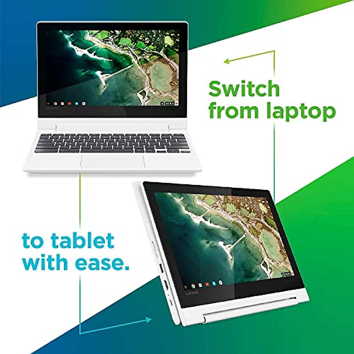 Flagship Lenovo Chromebook Flex 3 2 in 1 Touchscreen Laptop Computer, 11.6-Inch HD (1366 x 768) IPS Display, MediaTek MT8173C Processor, 4GB LPDDR3, 64 GB eMMC, Chrome OS, Blizzard White