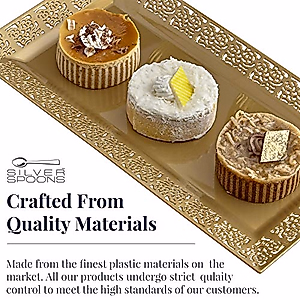 Silver Spoons DISPOSABLE LACE TRAYS | for Upscale Wedding & Dining | 6 pc | Gold | 14' x 7 . 5'