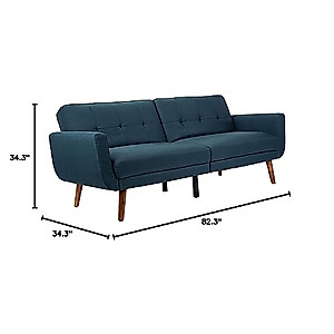 Safavieh Home Bushwick Grey and Brown Foldable Convertible 82.7" Tufted Sofa Bed Futon