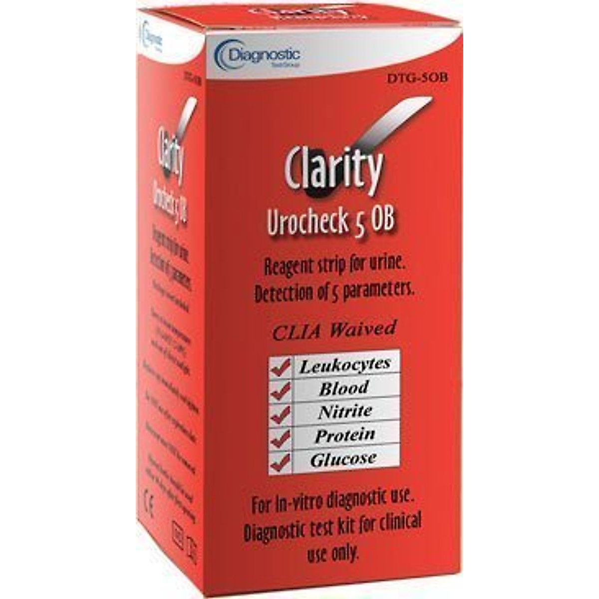 DTG-5OB PT# DTG-5OB- Clarity UroCheck Urinalysis Test Strip 5 Parameter 100/B...