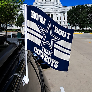 Rico Industries NFL Dallas Cowboys Exclusive Double Sided Car Flag - 16' x 19' - Strong Pole That Hooks onto Car/Truck/Automobile