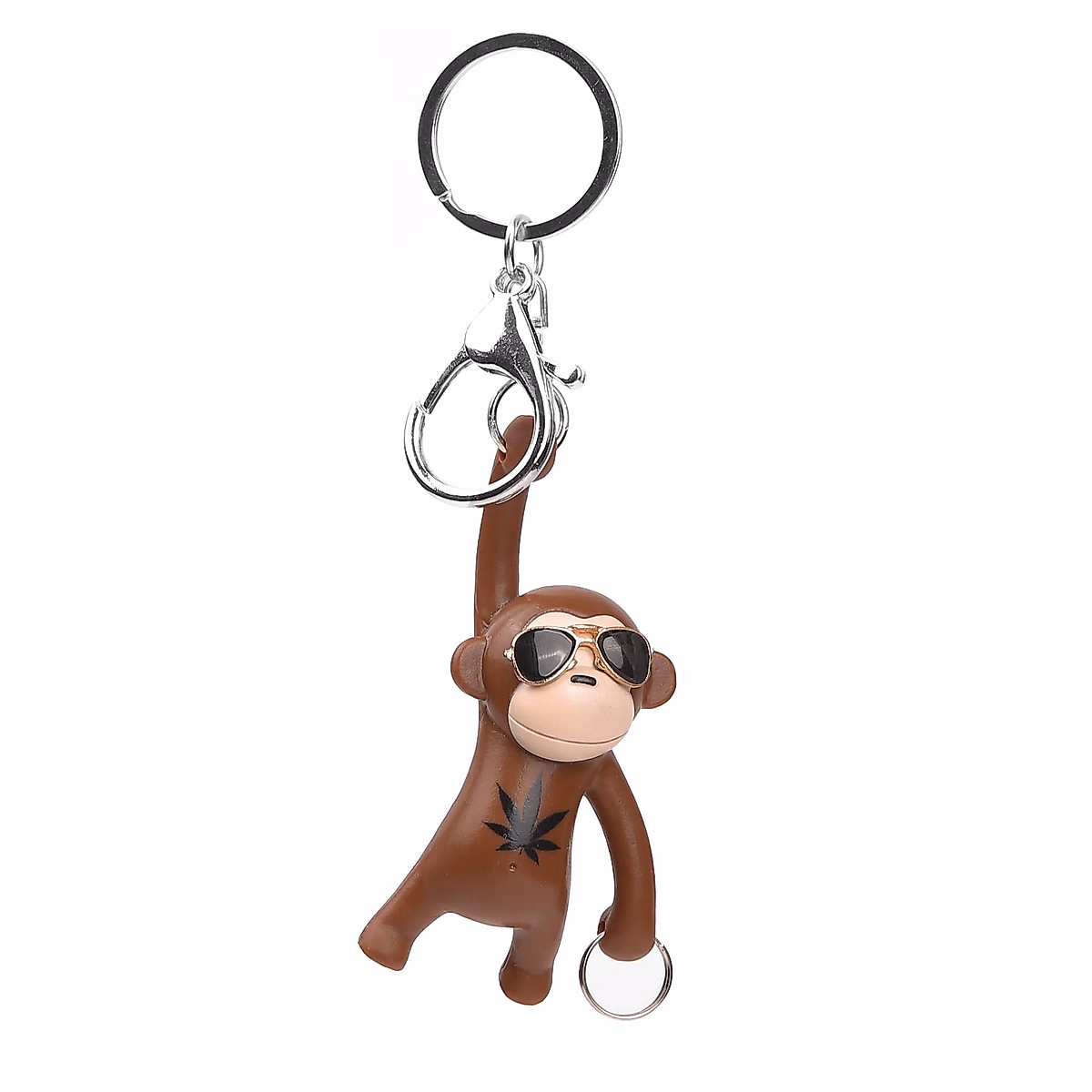 YGMONER Cool Monkey Banana Keychains Car Keys Holder Backpack Pendant Charm (Brown)
