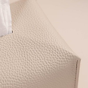 OLETHA Aesthetic Rectangle Tissue Box Cover, Medium Flat Box Tissues Holder Rectangular, Light Taupe