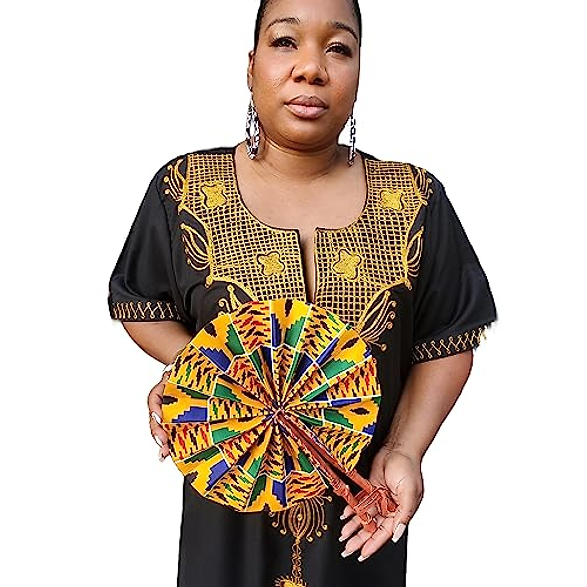 African Fabric Folding Fan/Church fan/Ankara fan/Leather fold fan/Wedding fan/Sport fan/Multicolor African fan/Pouch Included!