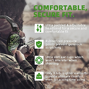 PROHEAR Electronic Ear Protection for Shooting with 4X Sound Amplification, Gun Range Hearing Protection Muffs, NRR 23dB Noise Reduction Headphones for Hunting, Camo