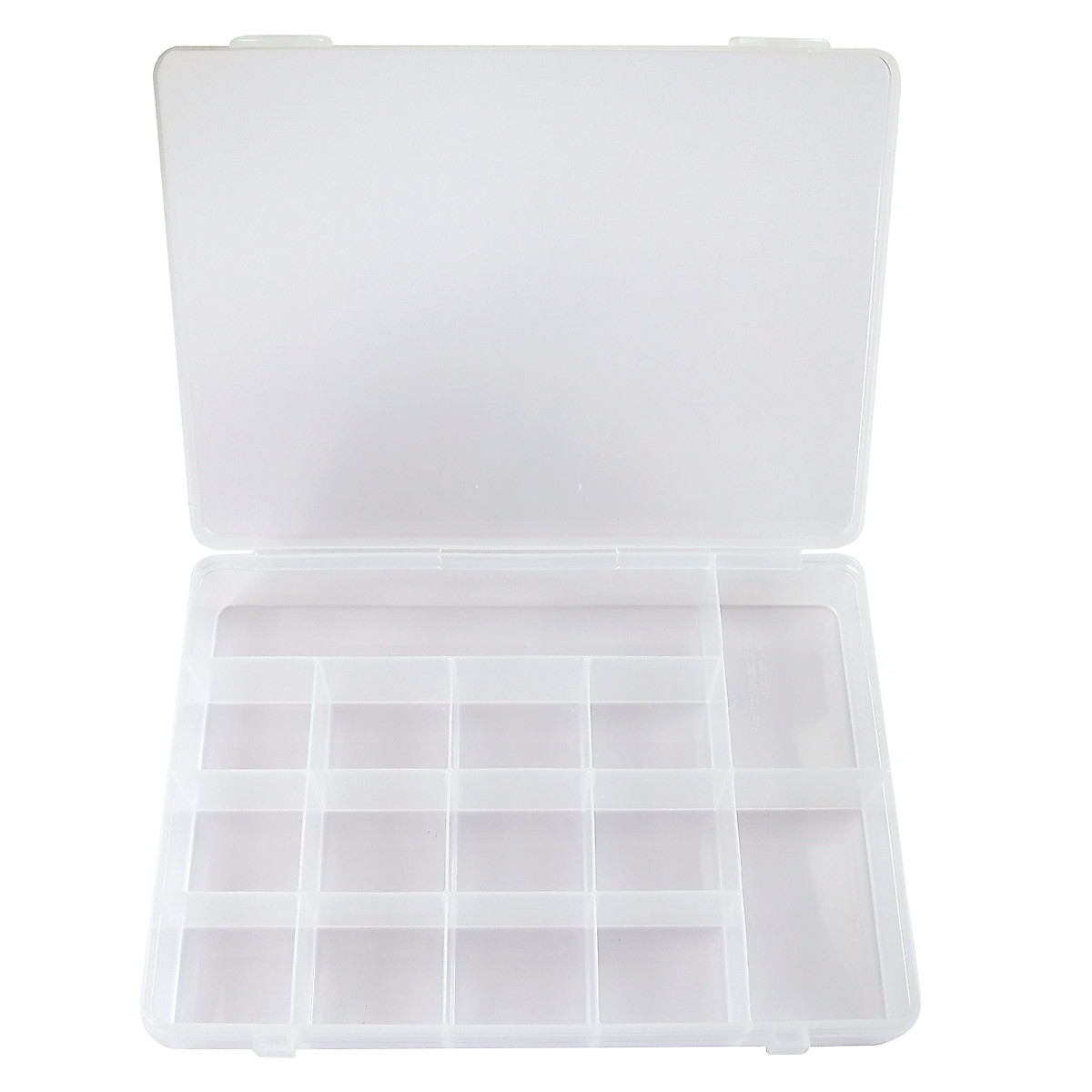EIKS Plastic Compartment Organizer Box Case with 15 Grids for Beads Jewelry Fishing Tackles Metal Parts Accessories Screws Button, Size 9x6.7x1.4inch