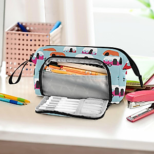 IHCVHQX Pencil Case Happy Camper Caravan Large Capacity Pencil Pouch Stationery Bag School College Office Organizer for Teens Boys Girls Adults Student