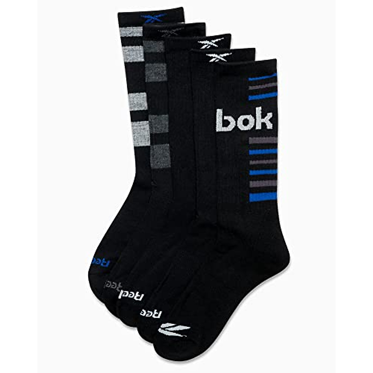 Reebok Men's Crew Socks - 5 Pack Comfort Cushion Performance Crew Socks for Men - Classic Men's Sports Socks (Size: 6-12.5), Size 6-12.5, Black/Grey Multi