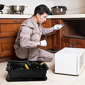 Dehouse 13 L Plastic Commercial Utility Bus Boxes, Black Bus Tubs with Lids, 3-Pack