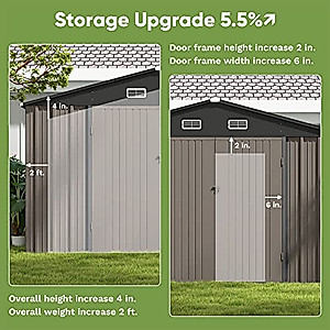Patiowell 10 x 10 FT Outdoor Storage Shed,Metal Yard Shed with Design of Lockable Doors, Utility and Tool Storage for Garden, Patio, Backyard, Outside use,Brown