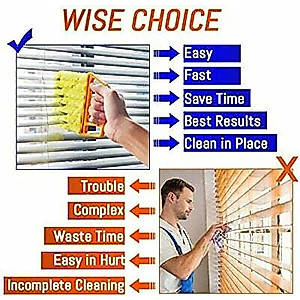 Blue Handheld Mini Blinds Cleaner Shutters, Curtain Brush Dust Remover Orange with 7 Removable Microfiber Sleeves, Air Conditioning Home Gadgets, Car Vents, Fan Shutters (Blue, with 7 Blades)