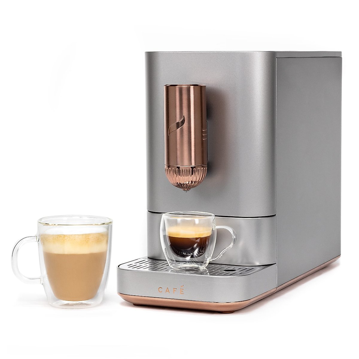 Café Affetto Automatic Espresso Machine | Brew in 90 Seconds | 20 Bar Pump Pressure for Balanced Extraction | Five Adjustable Grind Size Levels | WiFi Connected for Drink Customization | Steel Silver