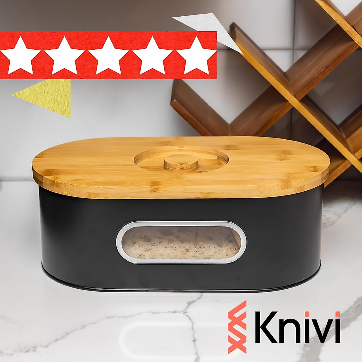 ANGORA BRANDS Bread Boxes - Wooden Bread Box - Stylish Bread Keeper - Bread Boxes for Kitchen Counter - Reliable Bread Storage Box - Modern Bread Box - Bread Box by Knivi