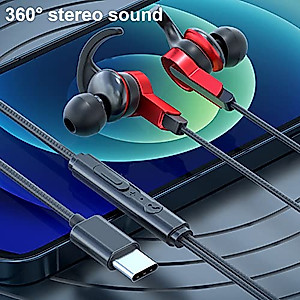 OCUhome Earbuds, Earbud Headphones with Microphone, Universal 3.5mm /Type-C Wired Earphone in-Ear Stereo Sound Sport Headset with Mic for Various Mobile Phones White A