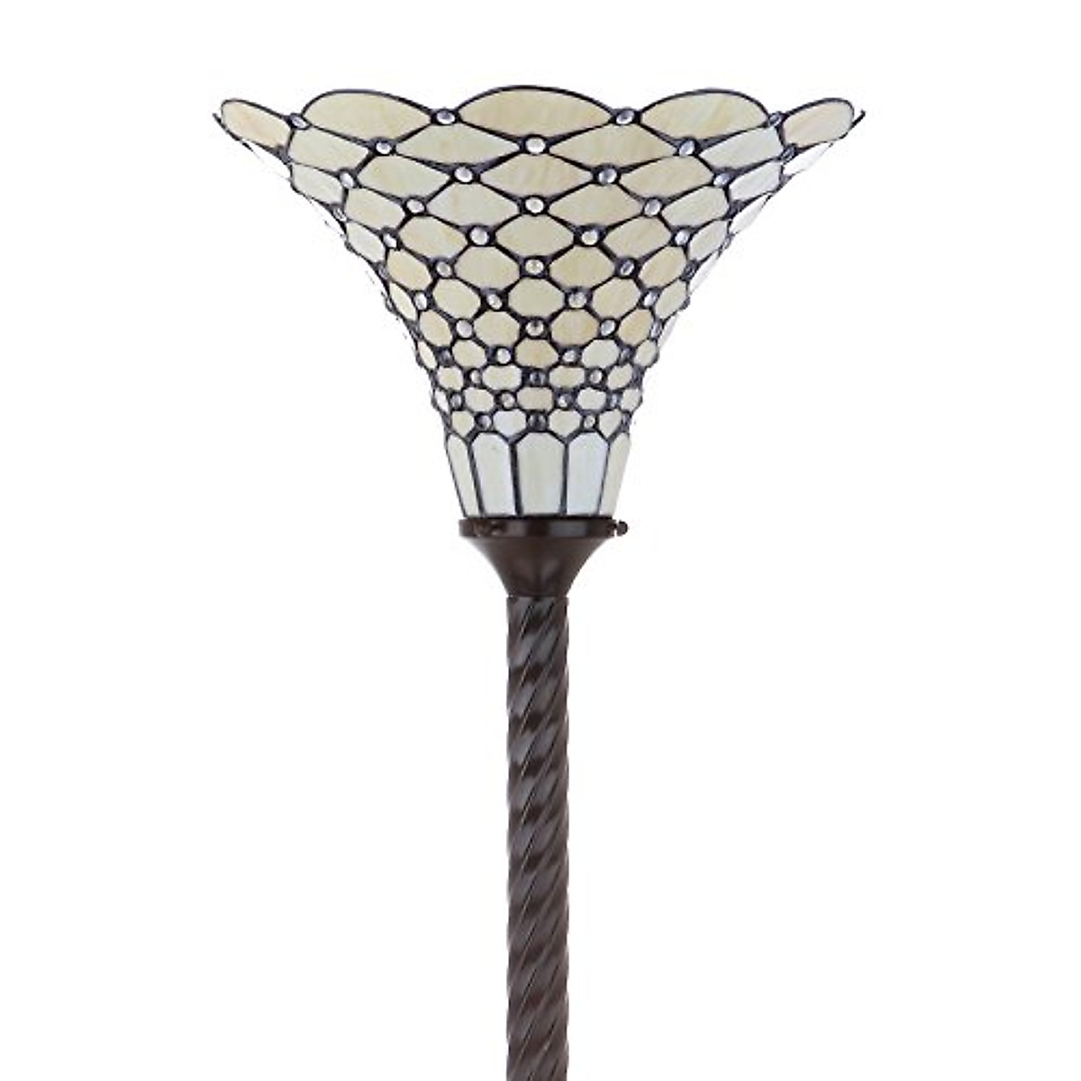 JONATHAN Y JYL8007A White Tiffany-Style 70" Torchiere LED Floor Lamp, Tiffany, Traditional, Art Nouveau Style, Office, Living Room, Family Room, Dining Room, Bedroom, Hallway, Foyer, Bronze