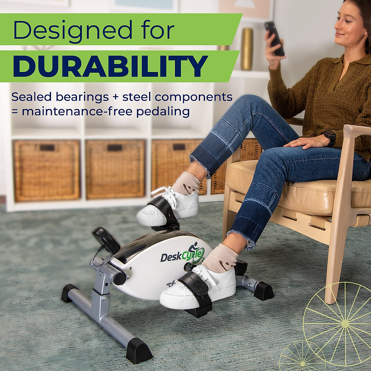 DeskCycle Under Desk Bike Pedal Exerciser - Stationary Bikes for Home & Office - Standard and Adjustable Height Versions