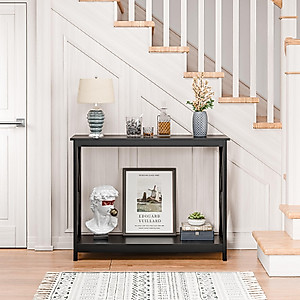 ZENY Console Table, Entryway Table, Narrow Sofa Table with 2-Tier Shelves, Entrance Table for Living Room, Entryway, Hallway, Foyer (Black)