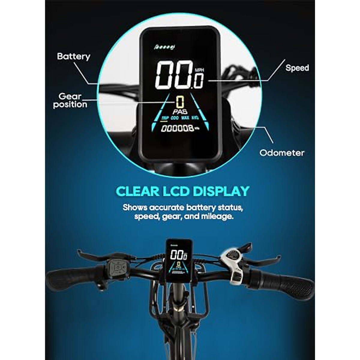 JOYWAY Electric Bike for Adults, 1500W Peak Power Electric Mountain Bike 4" Fat Tire 32MPH 48V 20.8Ah Removable Battery Ebike 26"x4.0" Fat Tire ebikes for Adults, Electric Fat Tire Bike (48V 18.2AH)