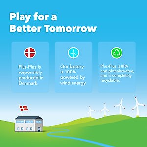 PLUS PLUS Building Set with Travel Case, 3D Open Ended Stem Toy for Kids, 100 Mini Interlocking Pieces, 1 White Baseplate