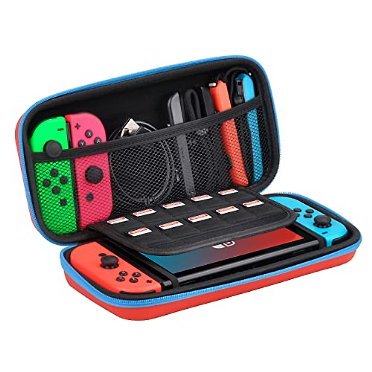 Carrying Case Compatible with Nintendo Switch - Sturdy Hard Shell Switch Carrying Bag for Switch OLED Console & Accessories with Strap and 10 Game Cards Slot(Red)