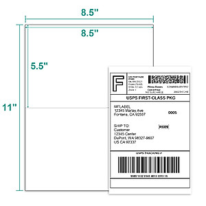 MFLABEL Half Sheet Self Adhesive Shipping Labels for Laser & Inkjet Printers, 200 Count