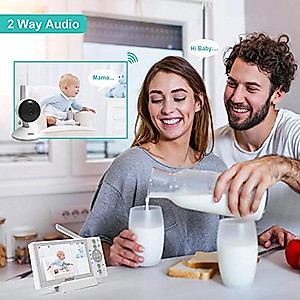 JouSecu Baby Monitor with 2 Cameras, Video Baby Monitor, 4.3 Inches LCD Split Screen, 1000ft Range Rechargeable Battery, with 2 Way Audio,Temperature Detection,Baby Crying Detection,Night Vision