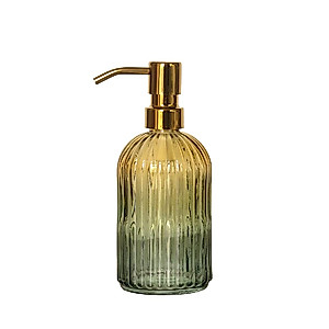 Soap Pump Dispenser Hand Soap Dispenser Clear Glass Soap Dispenser Stainless Steel Gold Pump Refillable Liquid Soap Dispensers for Bathroom Kitchen Hotel Lotions Bottles Dispenser