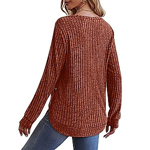 WIHOLL Fall Clothes for Women 2023 Tunic Sweaters Long Sleeve Shirts for Women Caramel M
