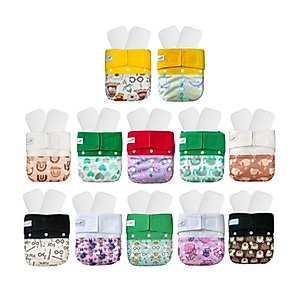 12 KaWaii Baby One Size HD3 Cloth Diapers + 24 One Size Stay-Dry Super Absorbent Inserts 8-36 pounds Unisex - Best Daycare Cloth Diaper