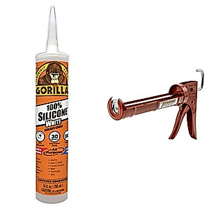 Gorilla White 100 Percent Silcone Sealant Caulk and Newborn 189D Drip Free Caulking Gun