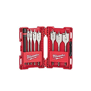 Milwaukee 49-22-0175 8-Piece Universal Quik-Lok Flat Boring Spade Bit Set w/ Carrying Case