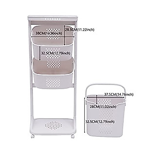 3-layer Laundry Basket Clothes Storage Basket Movable Bathroom Storage Shelf Kitchen Shelf Fruit Stand