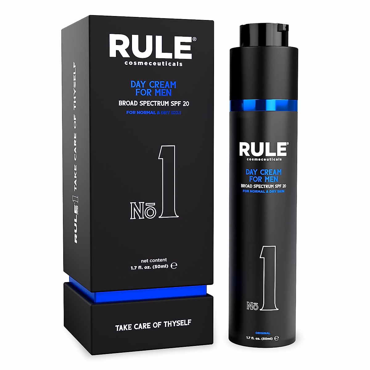 RULE COSMECEUTICALS - No.1 Day Cream, Face Moisturizer for Men, SPF 20, 10-in-1 Men’s Face Cream, Sunscreen for Normal to Dry Skin, Men’s Grooming, Collagen, Vitamin B, C, E, 50 mL