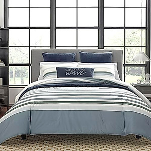 Nautica - Twin Comforter Set, Cotton Reversible Bedding with Matching Sham, Home Decor for All Seasons, Dorm Room Essentials (Lansier Grey, Twin/Twin XL)
