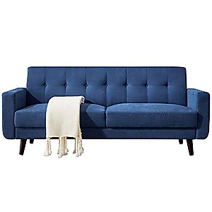 Peciafy Mid-Century Modern Loveseat/Sofa/Couch, with Upholstered Fabric in Brown for Living Room, Bedroom, Office, Apartment - Blue