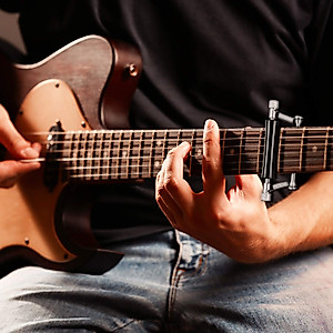 Frienda 2 Pack Guitar Rolling Capo Sliding Capo Adjustable Capo Rubber and Stainless Steel Capo for Tuning Tone of String Instruments Like Folk Classic Acoustic Electric Guitar Ukulele Mandolin Banjo