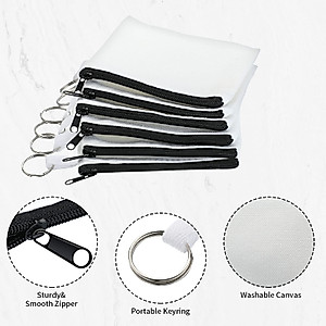 Frienda 30 Pieces Sublimation Coin Purse Canvas Makeup Bag Blank Cosmetic DIY Craft Pouch with Zipper Pencil Pouch Travel Toiletry Organizer Bag(Black)
