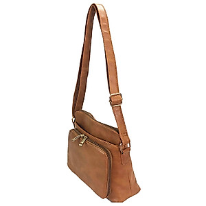 Zzfab Small Multi-pocket Faux Soft Leather Cross Body Purse with Side Organizer Brown