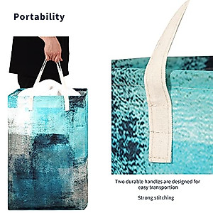 MAYHMYO Laundry Baskets with Reinforced Handles, 2 Pack Teal Laundry Hamper Collapsible Waterproof Clothes Hamper, Durable Tall Laundry Bin for Bedroom, Bathroom, Dorm, Toys, 75L